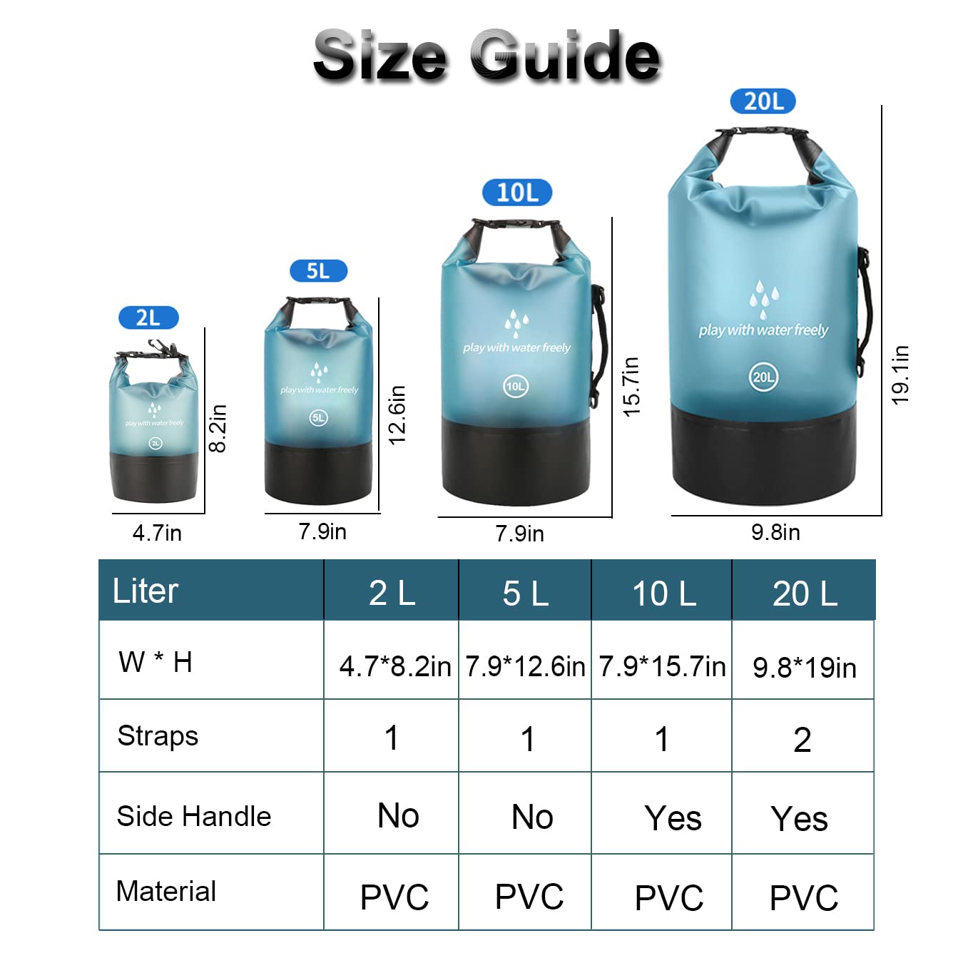 Waterproof Dry Bag,5L/10L/20L Waterproof Floating Backpack Roll Top Dry Sack Keeps Gear Dry,with Waterproof Phone Case for Kayaking,Rafting,Boating,Swimming,Camping,Beach and Fishing (5L-Blue-1pcs)