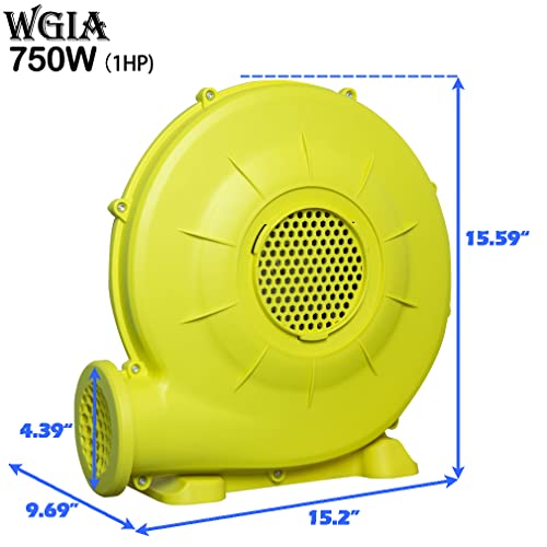 WGIA 950w(1.25HP) Blower for Inflatable Bounce House, Commercial Electric Pump Fan for Inflatable Water Slides & Screen Movie, Quick Blow Up, Air Blower for Inflatables(UL Certification)