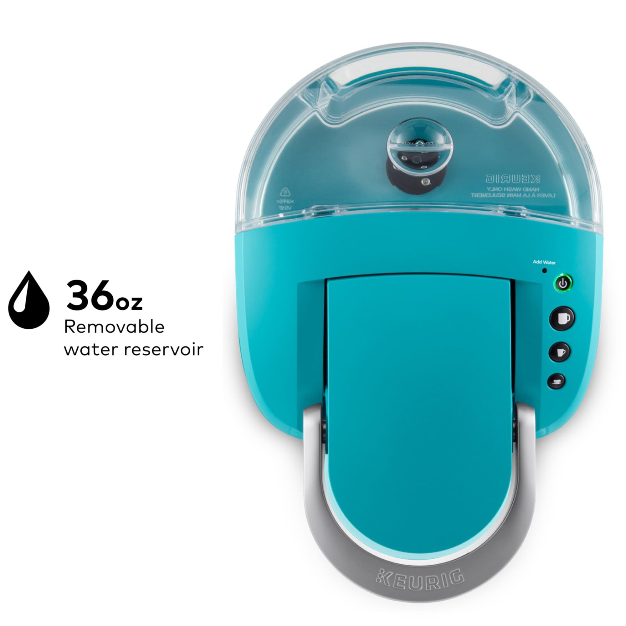 Keurig K-Compact Single-Serve K-Cup Pod Coffee Maker, with 3 Brew Sizes, Smart Start Feature, 36oz Removable Reservoir, Turquoise