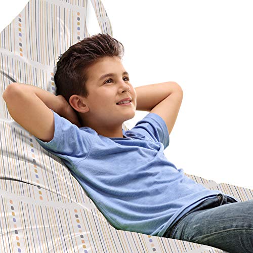 Ambesonne Colorful Lounger Chair Bag, Hand Drawn Graphic Elements Stripes and Dots in Doodle Style Vertical Design, High Capacity Storage with Handle Container, Lounger Size, Multicolor