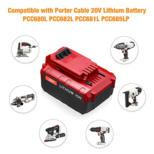 LORDONE 6500mAh PCC685L Battery Compatible with Porter Cable 20V Battery for PCC680L PCC682L PCC685LP PCC681L PCC660B PCC790B Battery with Porter Cable 20V Charger Power Tools Battery(2Packs)