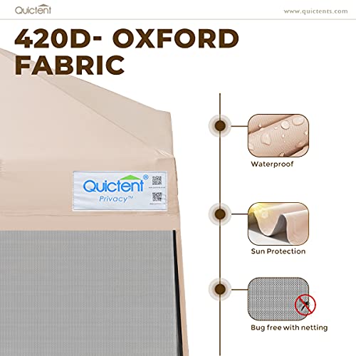 Quictent 9'x9' Slant Leg Pop up Canopy Tent with Mosquito Netting, Instant Screen House Room Tent Gazebo, Easy Set up, Tan