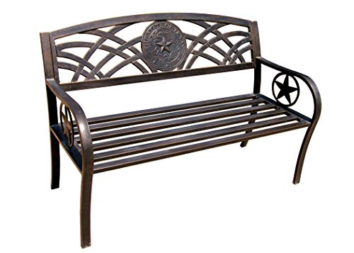 Leigh Country TX 93545 Texas State Seal Metal Bench