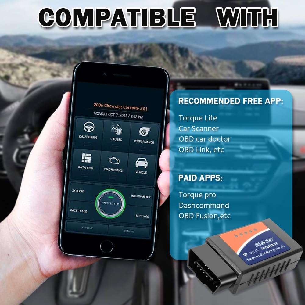 Elm327 WiFi OBD2 Interface Can Bus Scanner Diagnostic Tool with Original 25k80 Chip Support iOS/Android V2.1