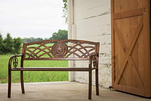 Leigh Country TX 93545 Texas State Seal Metal Bench