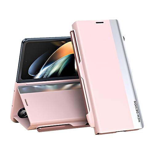 Phone case for Samsung Galaxy Z Fold 5 2023 Magnetic Translucent Plating Leather Flip Case + PC Smart Full Body Protective Shell Stand Holder Cover for Samsung Galaxy Z Fold 5 2023 Phone Cover (Color