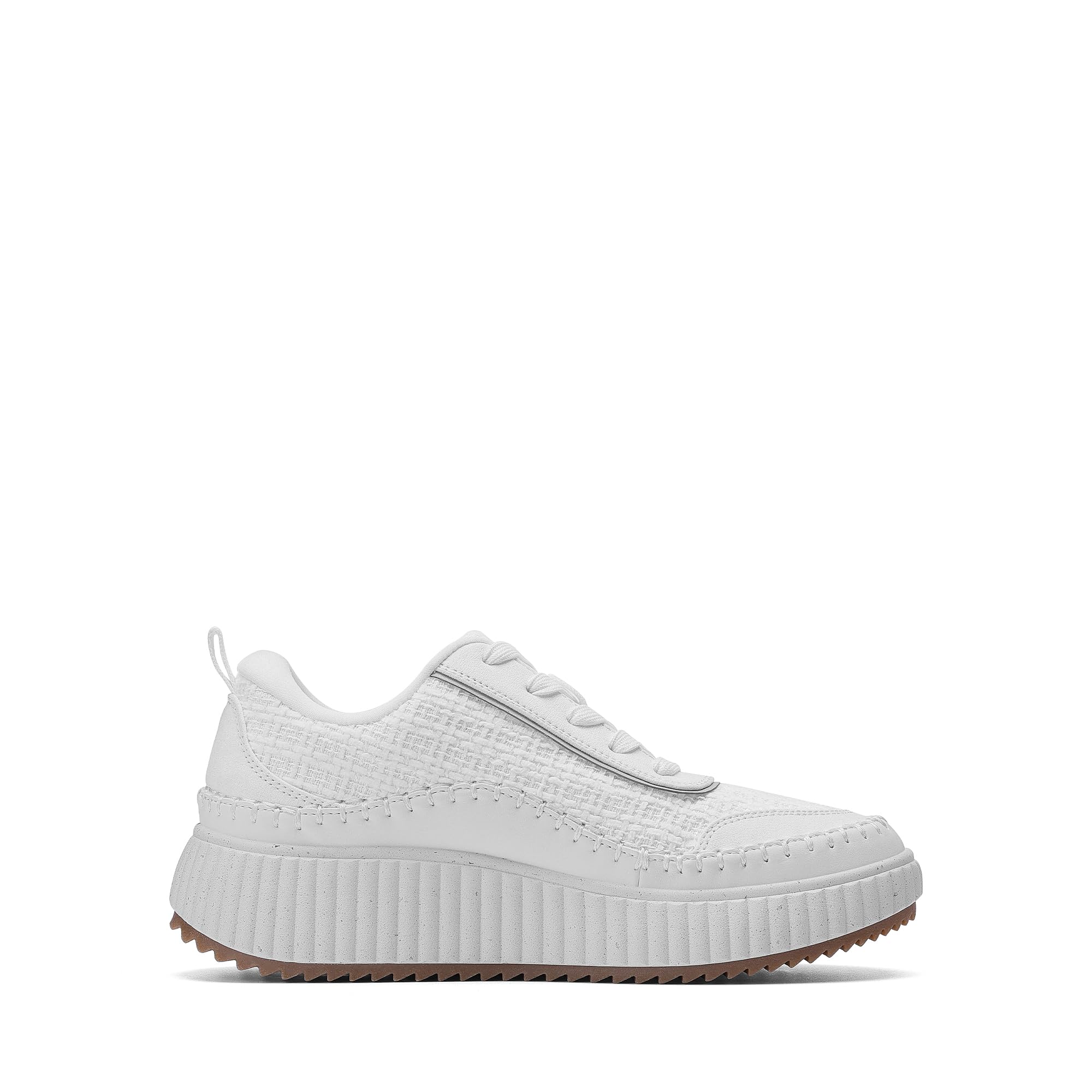 DREAM PAIRS Women Chunky City Tweed Comfortable Casual Platform Fashion Sneaker,Size 7.5,White,SDFN2379W