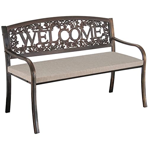baibu 42 Inch Classic Solid Color Bench Cushion with Ties, Non-Slip Indoor Outdoor Rectangle Bench Seat Cushion Standard Size Foam Pad with Machine Washable Cover - One Pad Only (Beige, 42x17x1.5in)