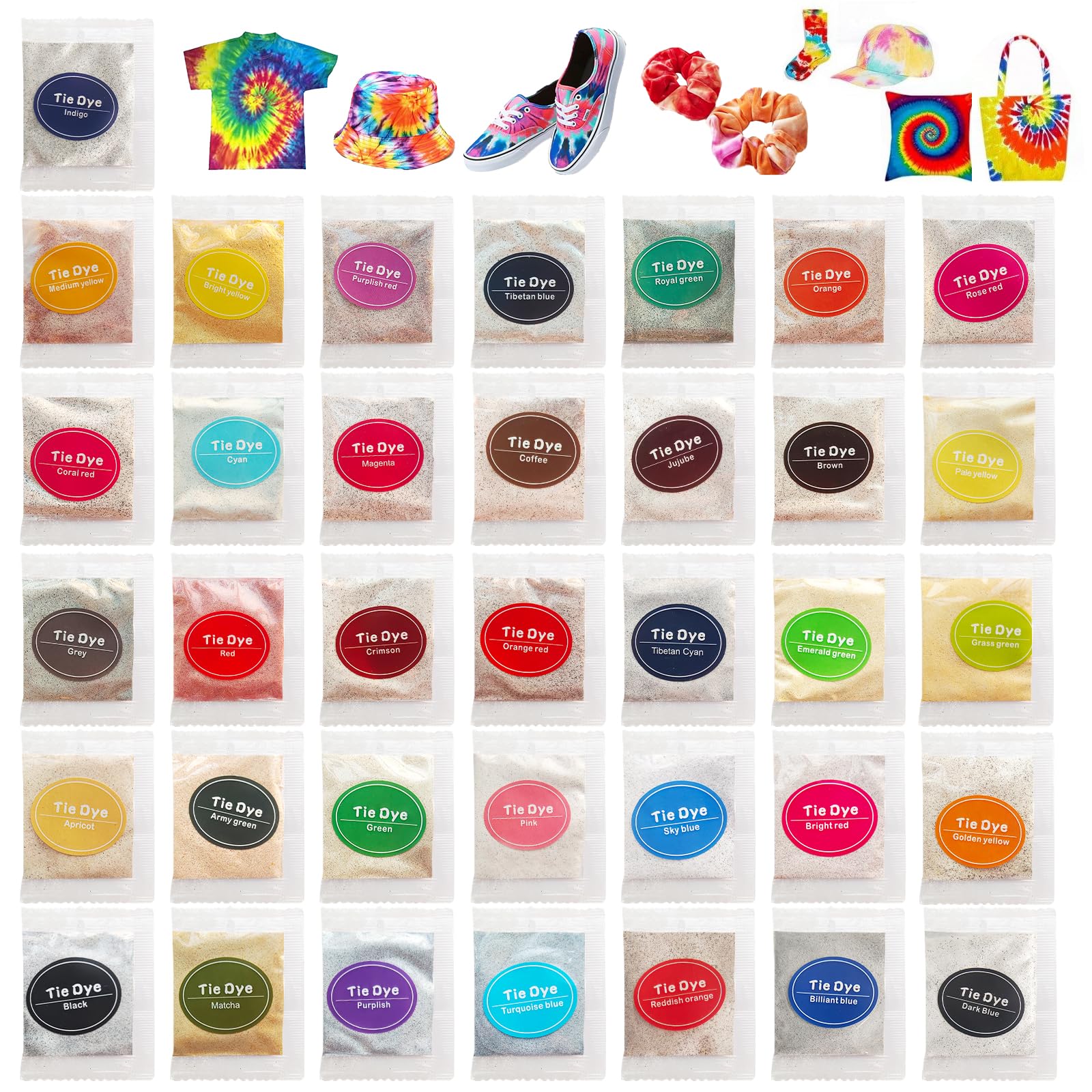 36 Colors Tie Dye Powder, Rainbow Tie Dye Powder Fabric Dye for Tie Dying, Tie Dye Kits DIY Coloring Party Supplies Suitable for Children Adult (36 Colors)