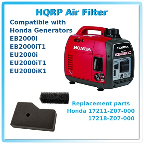 HQRP 2-pack Cleaner Element & Outer Filter compatible with Honda EB2000i, EB2000iT1, EU2000i, EU2000iT1, EU2000iK1 Generators, parts 17211-Z07-000 17218-Z07-000 Replacement