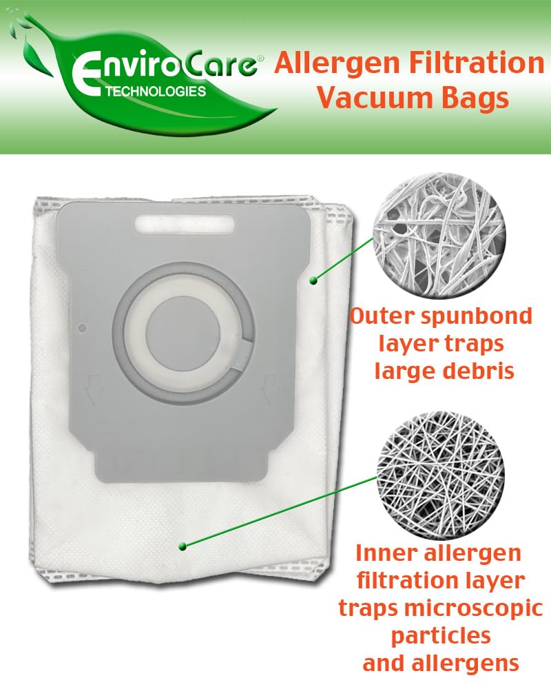 EnviroCare Replacement Allergen Vacuum Cleaner Bags Designed to fit iRobot Roombai7, i7+, i7Plus, i8, i8+, i3, i3+, i4, i4+, i6, i6+, j7, j7+, s9, s9+, s9Plus, i and s Series Clean Base Automatic Dirt