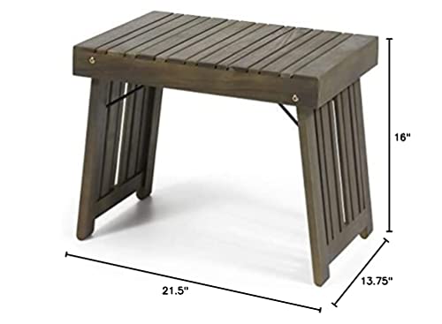 Christopher Knight Home Howard Outdoor Acacia Wood Folding Side Table, Gray Finish