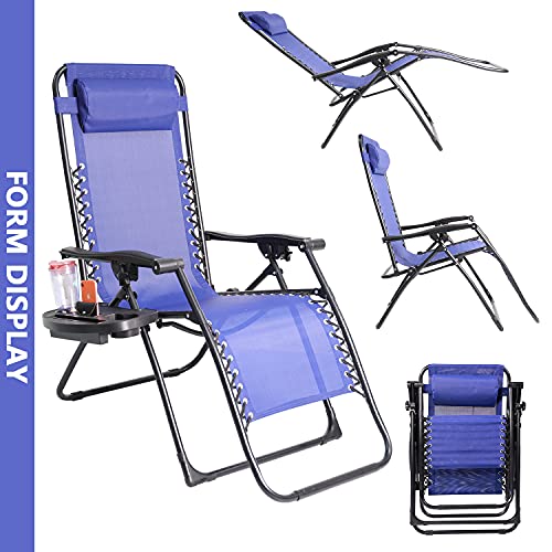 Yangming Galion Reclining Zero Gravity Chair (Set of 2), Dark Blue