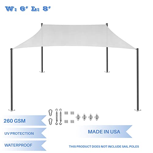 E&K Sunrise Light Gray 6' x 8' Waterproof Sun Shade Sail UV Resistant Block Durable Awning Fabric Cloth Screen for Outdoor Patio Lawn Garden with Hardware Kits -Customized