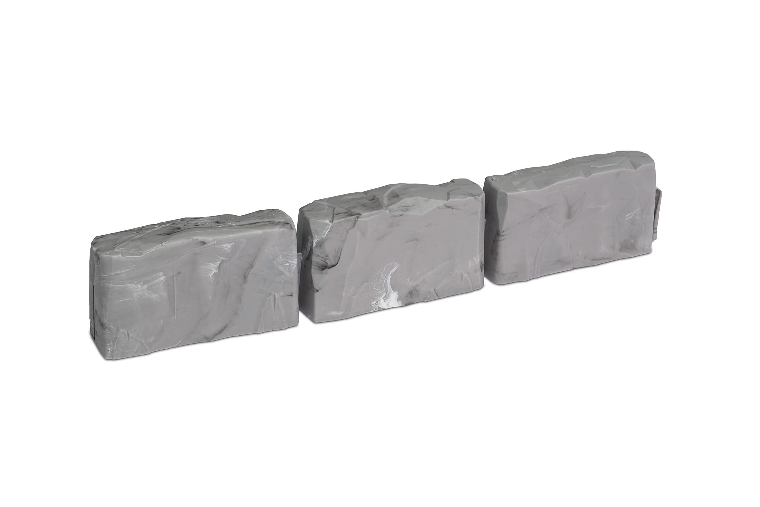 EasyFlex No-Dig Landscape Edging with Anchoring Spikes, 2.7 in Tall Decorative Stone-Look Garden Border, 15 Foot Kit, Slate Gray & Tall Wall No-Dig Landscape Edging, 90' kit