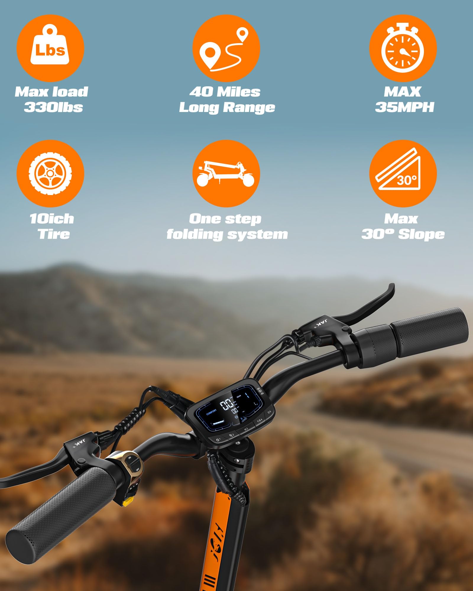 JGH X5 Electric Scooter Adults Max 37mph,48V 20.8Ah Battery,40 Miles Long Range,Vacuum Tire, Power by 1300W, Double Braking System Scooter Electric with NFC LCD Display