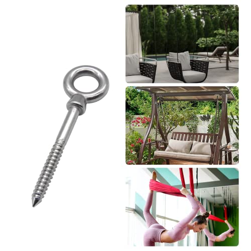 5 Pack 304 Stainless Steel Eye Screws Durable Eye Hooks Screw in Heavy Duty Perfect for Hammock Stand, Yoga, Swing Chair (Load Capacity 650lbs)