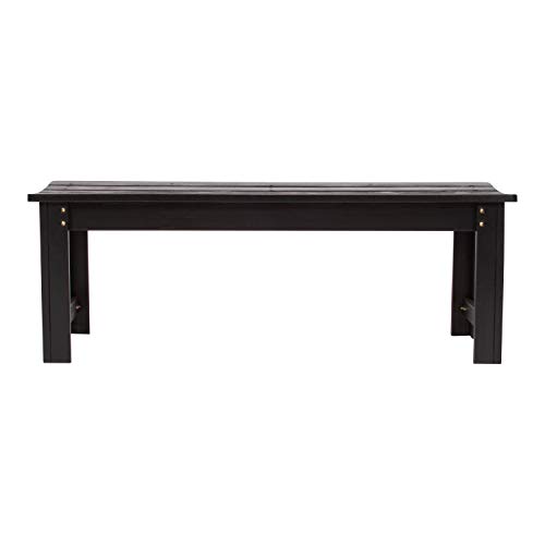Shine Company 4204BK 4 Ft. Backless Outdoor Garden Bench | Contoured Wood Patio Bench for Indoor/Outdoor β Black