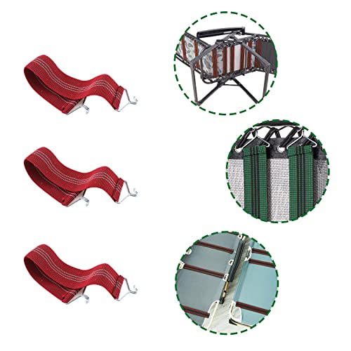 Curqia 3pcs Zero Gravity Chair Accessories Thicken Fabric Reclining Chair Reinforcement Belt Replacement, Red