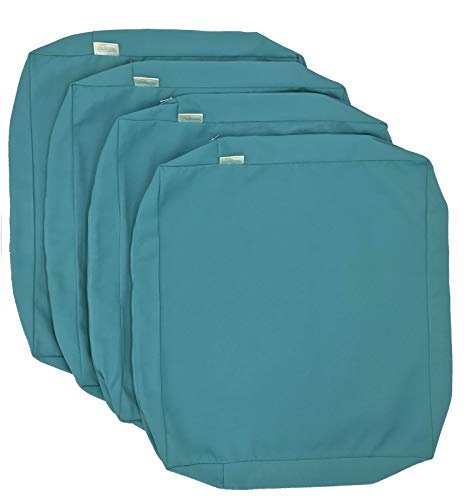 CozyLounge Indoor Outdoor Water Repellent High UV Resistant Patio Chair Cushion Cover (24"x24"x4" (4 Covers), Serenity Teal)