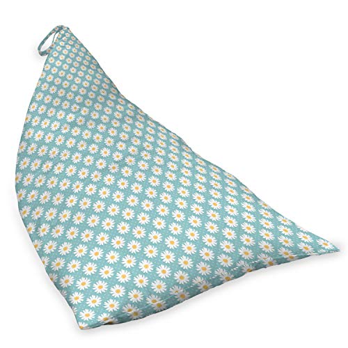 Ambesonne Spring Lounger Chair Bag, Daisy Blossoms Blowing Pattern on Polka Dots Shabby Flowering Season Love, High Capacity Storage with Handle Container, Lounger Size, Turquoise and White