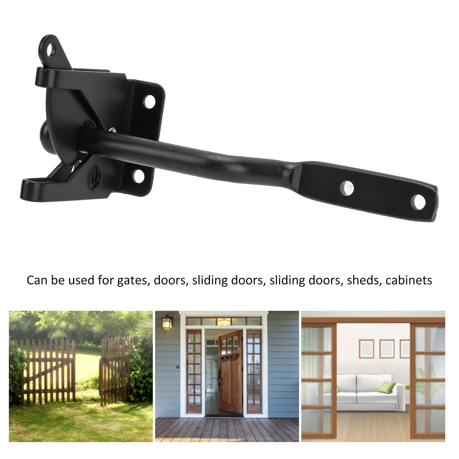 VTOSEN Black Door Locks Hasp Latch - Carbon Steel Security Padlock Clasp for Sheds, Closets, Lockers - Wood Fence Gate Latch, Door Hinge, Garden Door Lock