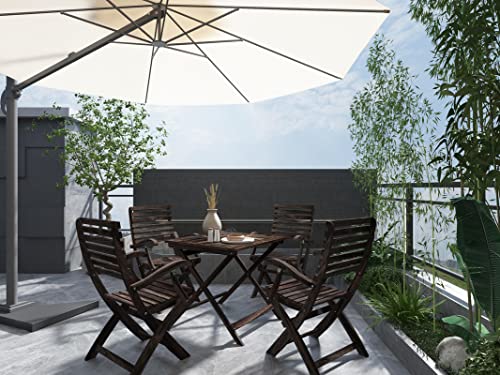 INTERBUILD REAL WOOD Acacia Hardwood Foldable Casino Chair with Arm Rests, Balcony | Dining | Garden | Patio Chairs, 17" Tall, 2 Piece Set - Espresso