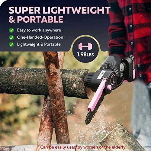 NaTiddy Mini Chainsaw,6 Inch Battery Powered Brushless Cordless Mini Chainsaw With 2 x 2000mAh Rechargeable Battery,Portable One-Handed Handheld Small Electric Chainsaw for Tree Trimming Wood Cutting