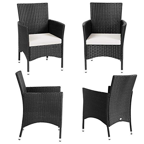 Casart Set of 2 Rattan Cushioned Chairs, Outdoor Wicker Dining Armchairs, Perfect for Porch, Patio and Balcony
