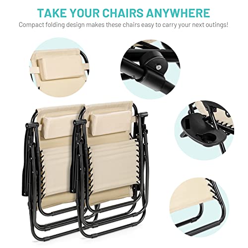Tiktun Portable Camping Folding Beach Chair Beige