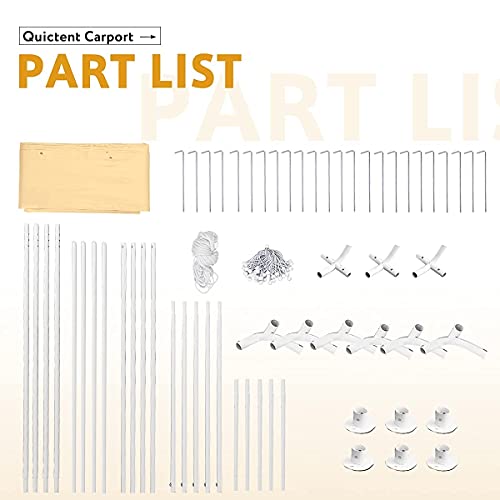 Quictent 10'x20' Heavy Duty Carport Gazebo Canopy Garage Outdoor Car Shelter Beige (with Windows)