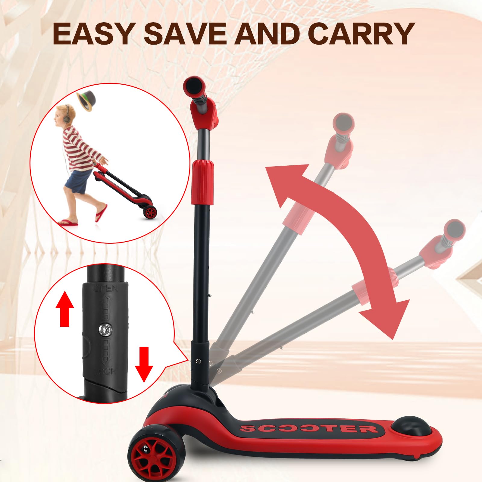 3 Wheels Scooter for Big Kids Teenagers Ages 6-18 Years Extral Wide Deck 4 Adjustable Height and Foldable Handlebar LED Flashing Glider Push Scooter Best Gifts for Boys Girls…