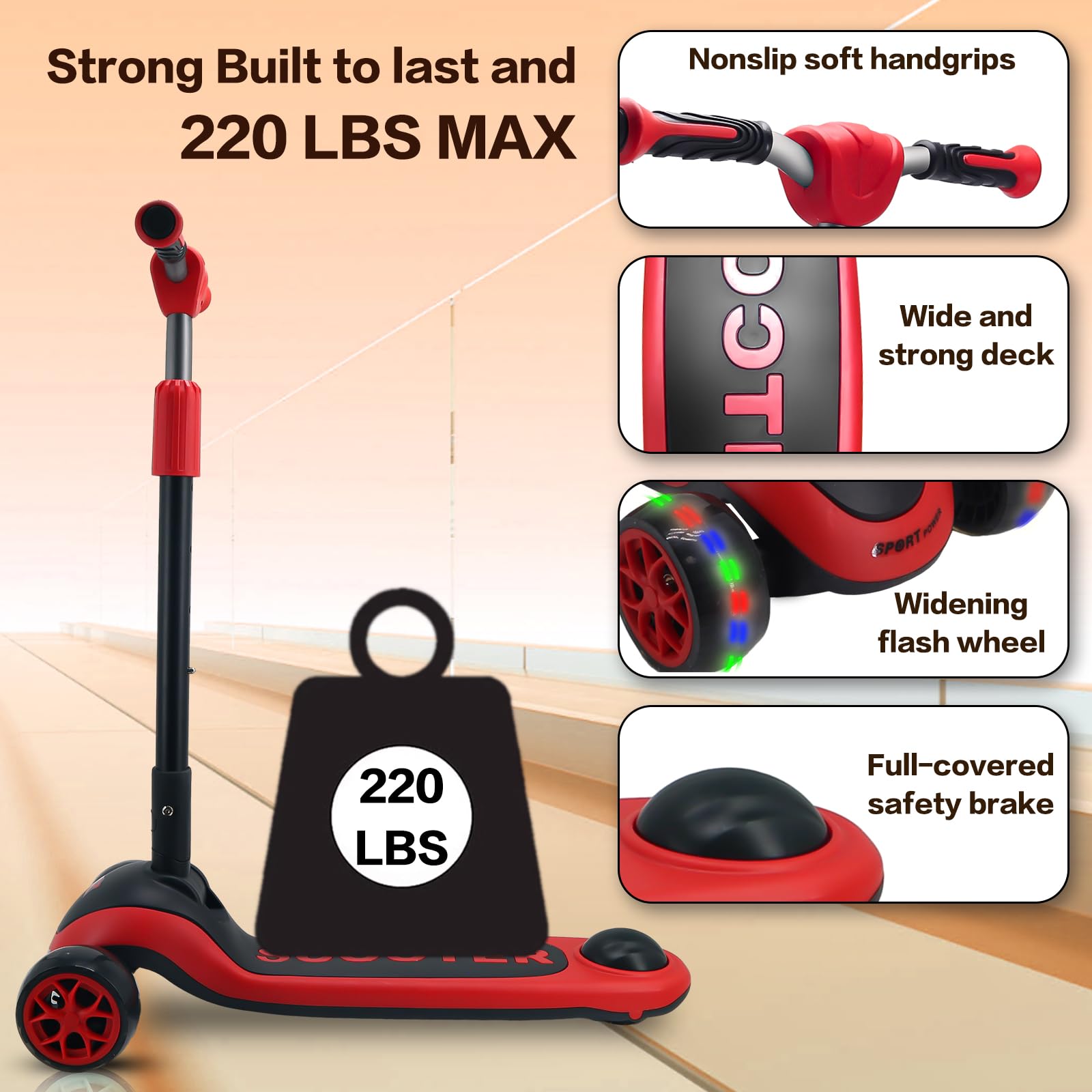 3 Wheels Scooter for Big Kids Teenagers Ages 6-18 Years Extral Wide Deck 4 Adjustable Height and Foldable Handlebar LED Flashing Glider Push Scooter Best Gifts for Boys Girls…