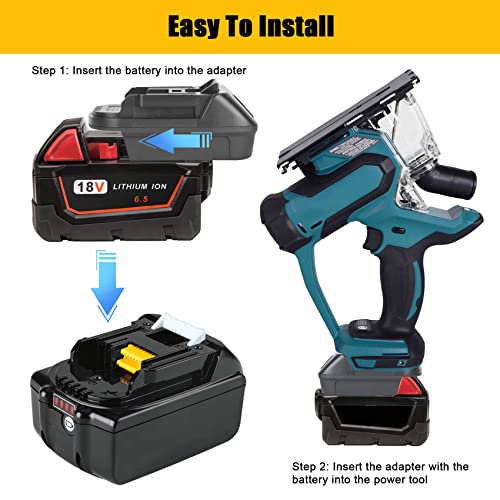 JYJZPB DM18M Battery Adapter with USB Charging Socket for Dewalt 20V Battery & Milwaukee M18 18V Lithium Battery Converter to Makita 18V BL1830 BL1840 BL1850 Cordless Tools Use