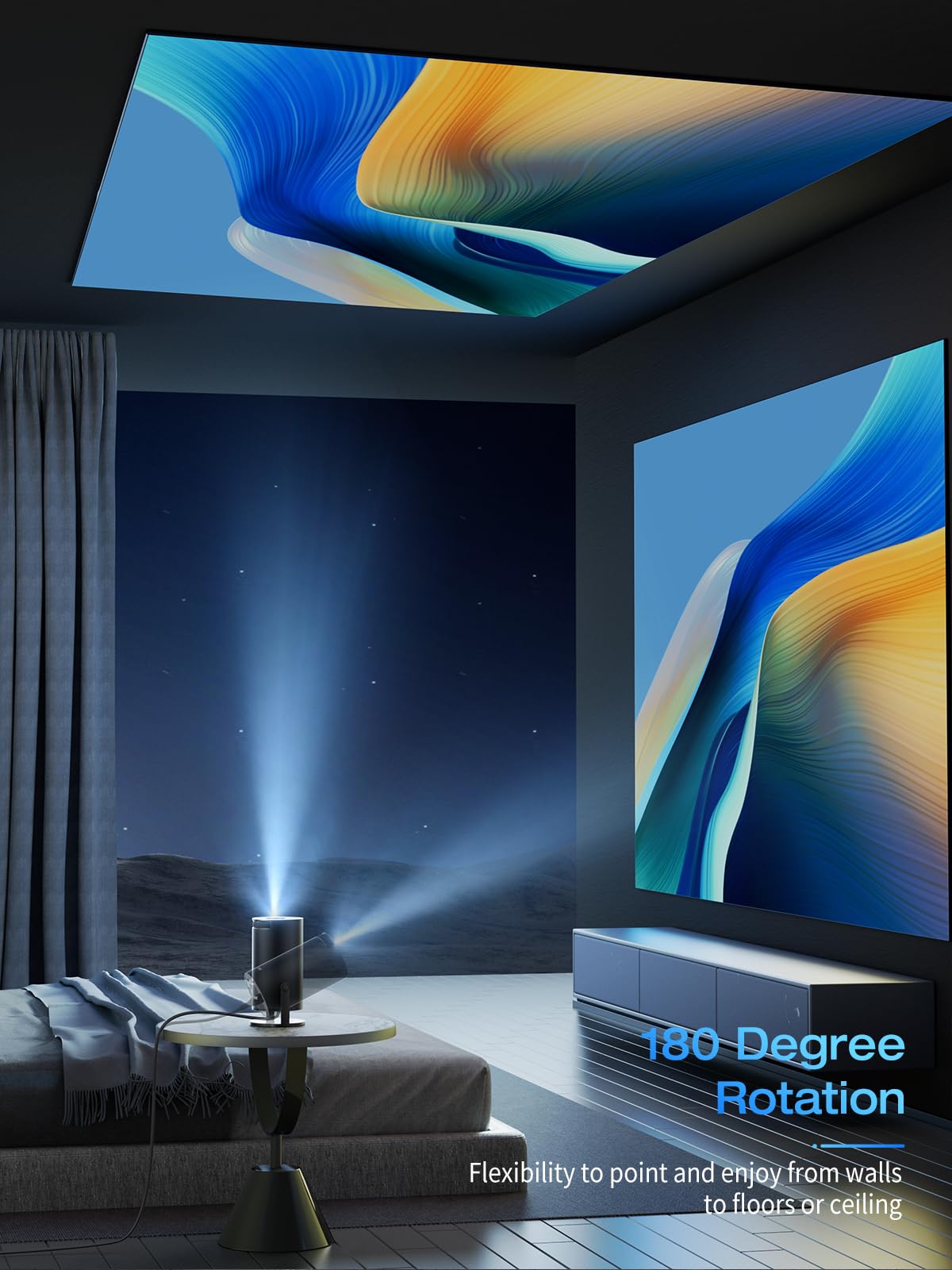 CLOKOWE 4K Projector with Wifi6 and Bluetooth5.2, 180° Rotation & Auto Keystone, Portable Outdoor Movie Mini Projector, Compatible w/ iOS/Android/HDMI/USB/TV Stick/Laptop