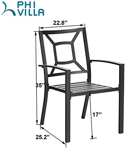 PHI VILLA 300lbs Wrought Iron Outdoor Patio Bistro Chairs with Armrest for Garden,Backyard - 4 Pack
