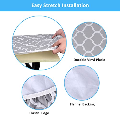 Vinyl Picnic Table Cover and Bench Covers Fitted Tablecloth,4lbĀ Double Flannel Backing Elastic Edge Waterproof Wipeable Plastic Tabel Cover Vinyl Tablecloth for Indoor Outdoor Parties 3pcs - 72*30 in