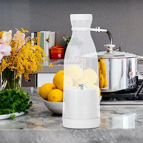 KLKCMS Electric Juicer Juice Mixer Office Kitchen Hiking Home Juicer Cup with Lids Personal Travel Blender for Outdoor Smoothies Shakes Watermelon, White