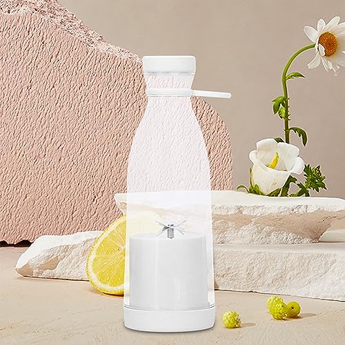 KLKCMS Electric Juicer Juice Mixer Office Kitchen Hiking Home Juicer Cup with Lids Personal Travel Blender for Outdoor Smoothies Shakes Watermelon, White