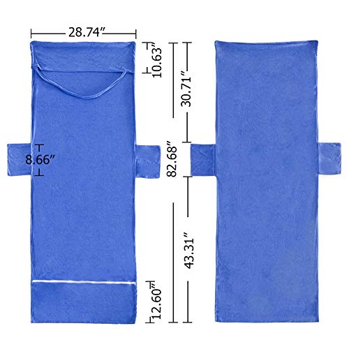 VOCOOL Double Layer Chaise Lounge Pool Chair Cover Beach Towel Fitted Elastic Pocket Won't Slide 85" L x 30" W-Royal Blue