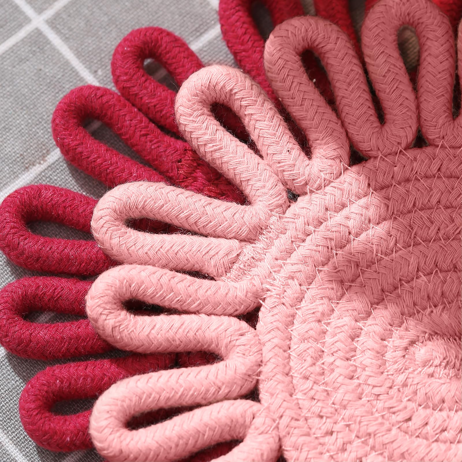 Trivets for Hot Pots and Pans, Trivets for Hot Dishes,Potholders for Kitchen,Hot Pads Hot Mats,Table Decorations,Set of 3, 100% Cotton,7.5"(Pink)