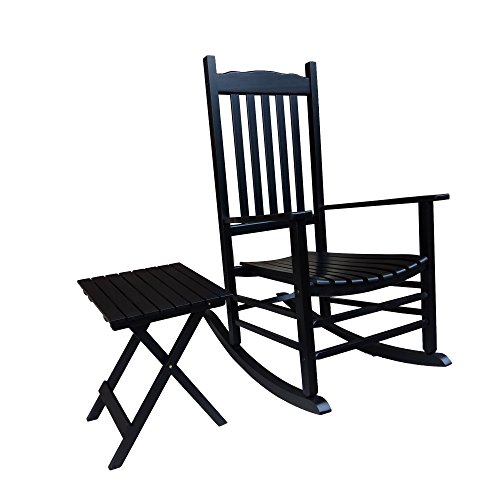 Rocking Rocker - S001BK Black Porch Rocker with Side Table - Set of 2 pcs Good Price!!!