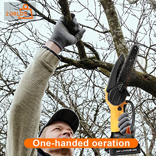 Mini Chainsaw 6 Inch, Battery Powered Brushless Cordless Mini Chainsaw With 2 x 2000mAh Rechargeable Battery, Portable One-Handed Handheld Small Electric Chainsaw for Tree Trimming Wood Cutting