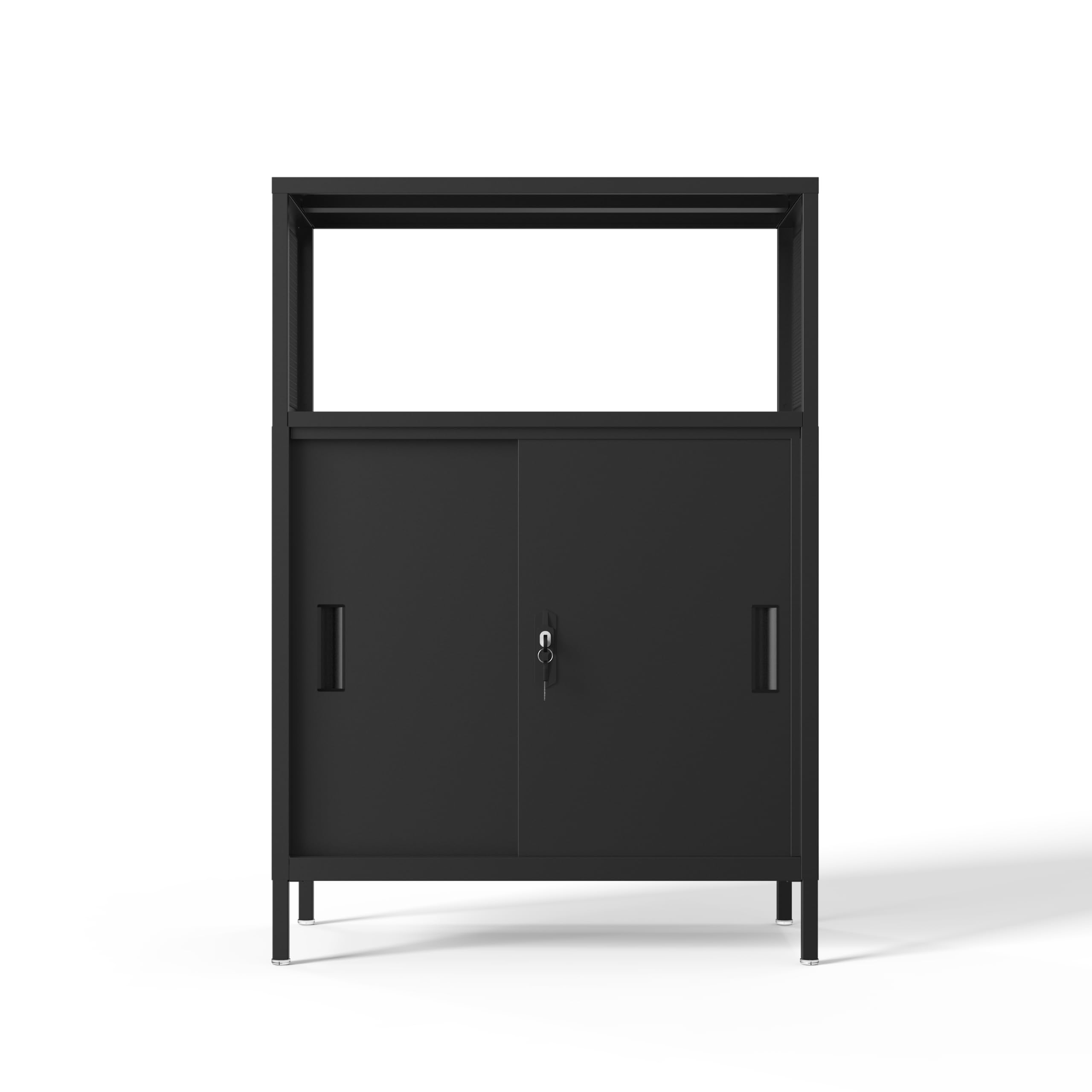 Warmiehomy Metal Lateral File Cabinet with Sliding Locking Doors and Adjustable Shelf Black Filing Storage Cabinet for Home Office
