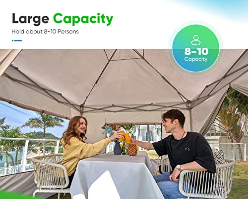 Quictent Privacy 8x8 Ez Pop up Canopy Tent Enclosed Instant Canopy Shelter Portable with Sidewalls and Mesh Windows Waterproof (Tan)