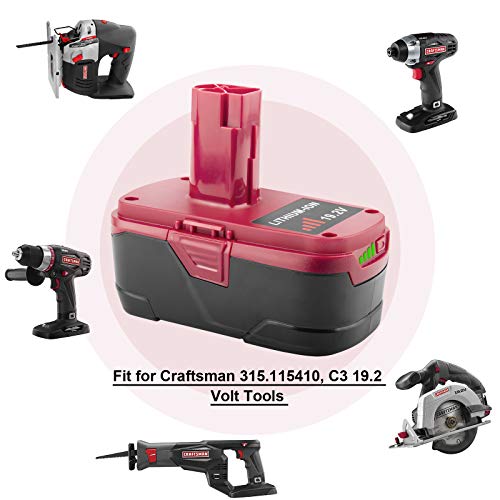 C3 19.2V 6000mAh Lithium Battery Replacement for Craftsman C3 XCP 11375 130279005 1323903 130211004 11045 315.115410 315.11485 Cordless Power Tools (2 Packs)