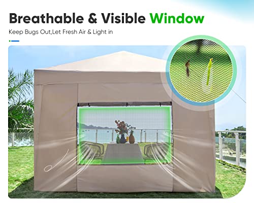 Quictent Privacy 8x8 Ez Pop up Canopy Tent Enclosed Instant Canopy Shelter Portable with Sidewalls and Mesh Windows Waterproof (Tan)