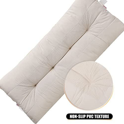 RACE LEAF Bench Cushion 45" x 18" Cream, Outdoor/Indoor Water Resistant Bench Seat Pads, Tufted Loveseat Cushion for Swing, Wicker, Garden Bench, Indoor, Shoe Storage, Window, Piano