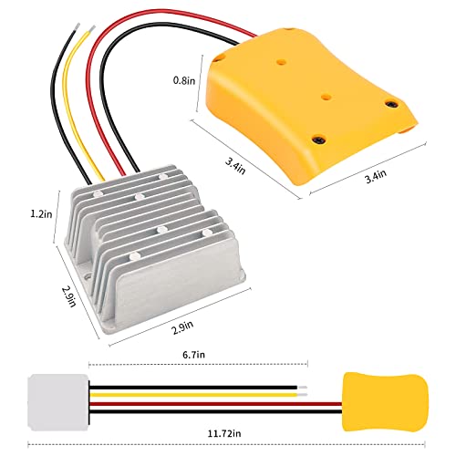 20V to 12V Step Down Power Inverter Aadpter Compatible with DeWalt 20V Batteries, DC 20 Volt to DC 12 Volt 15A 180W DeWalt Power Wheel 12V Converter, Buck Boost Voltage Regulator 12V (No Battery)