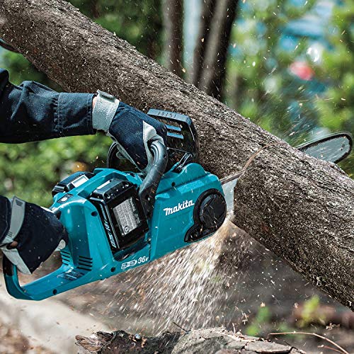 Makita XCU03PT1 18V X2 (36V) LXT Lithium-Ion Brushless Cordless 14" Chain Saw Kit with, 4 Batteries (5.0Ah)